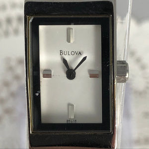 Bulova | Accessories | Vintage Bulova Beveled Case Crystal Ss Watch ...